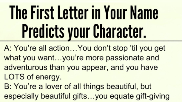 The First Letter In Your Name Predicts Your Character And Personality ...